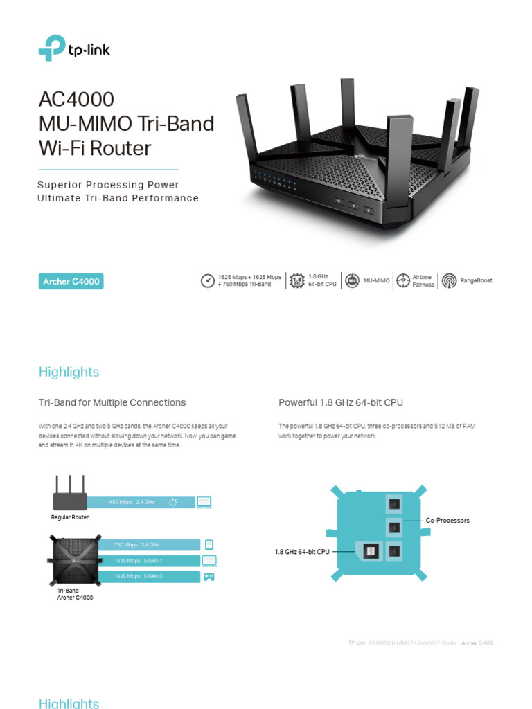 Fisa Tehnica Router Wireless Gigabit Tri Band TP-Link ARCHER C4000 5 ...