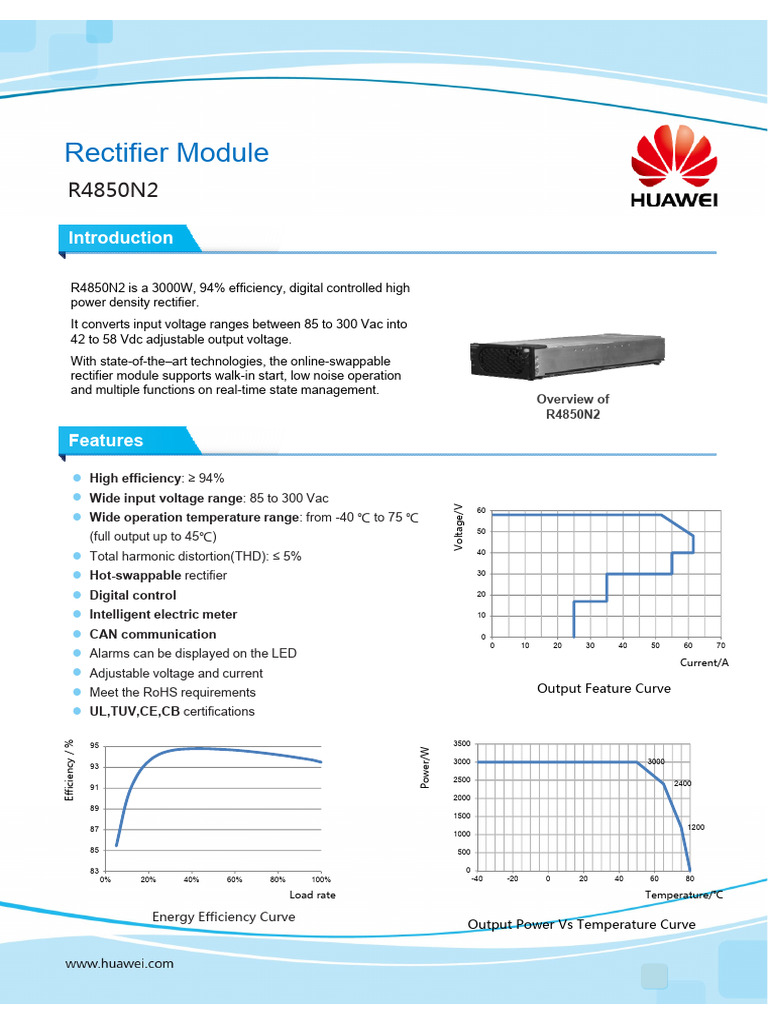 Rectifier Module: High Efficiency Wide Input Voltage Range Wide Operation Temperature Range ...