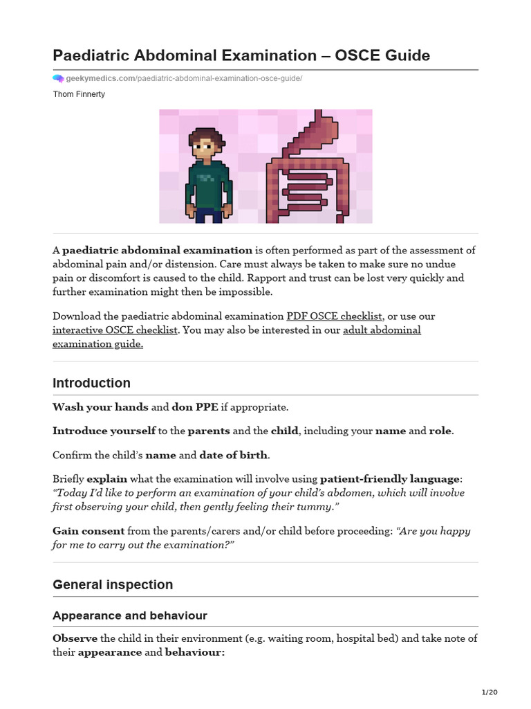 Paediatric Abdominal Examination OSCE Guide | PDF | Pulse | Spleen