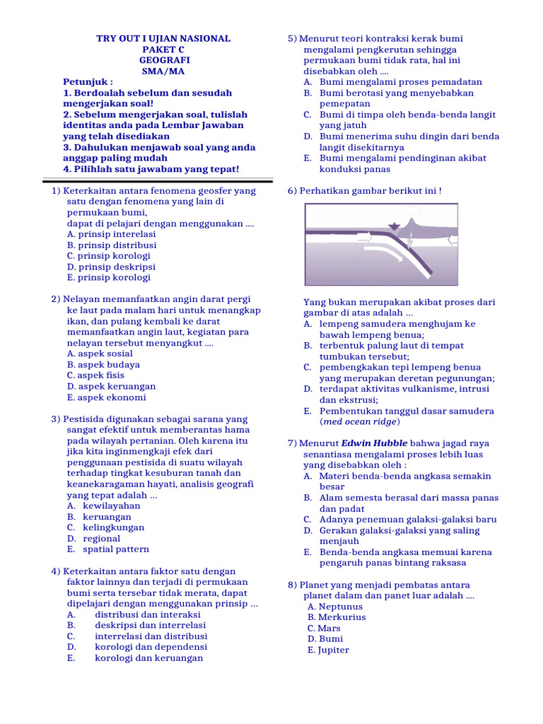 Try Out Ujian Nasional Geografi C | PDF