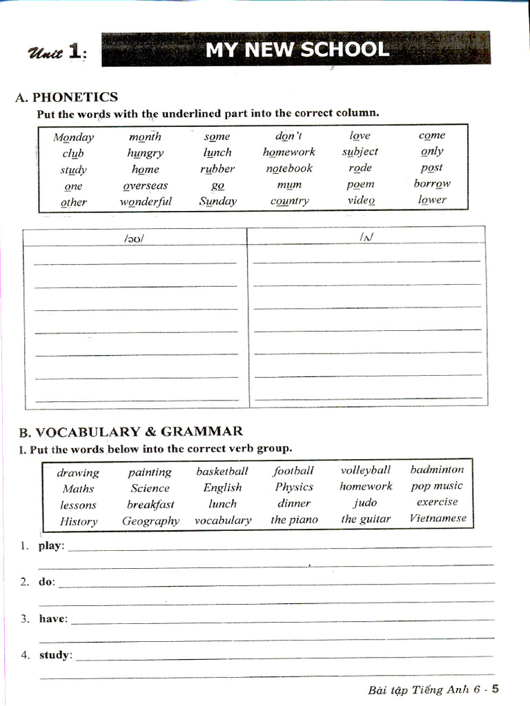 Bài tập tiếng anh 6-Unit 1-3 - LHT | PDF