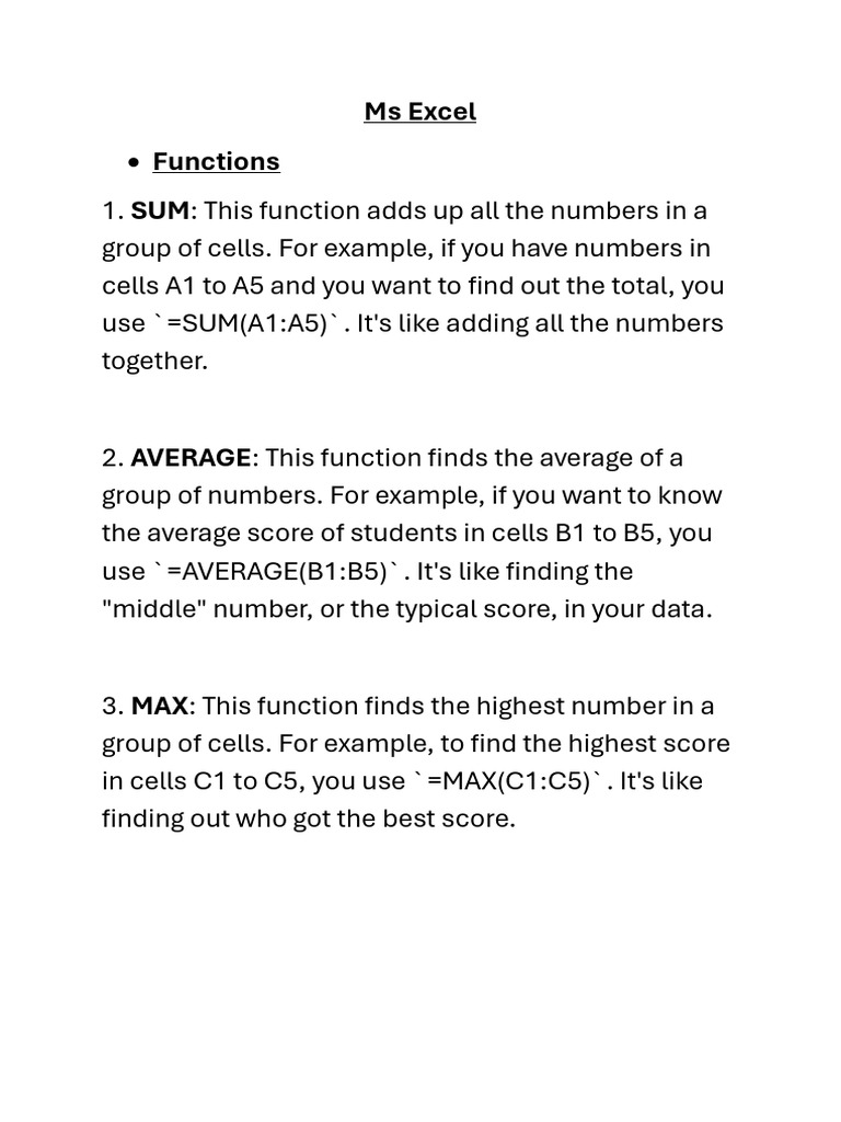 Ms Excel Year 8 - Lesson 1 | PDF