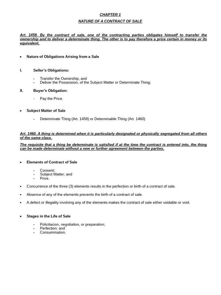 Law On Sales | PDF | Prices | Consideration