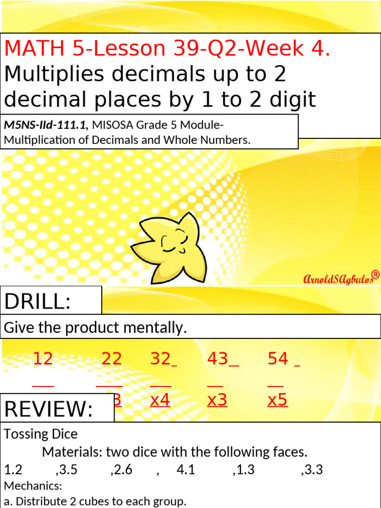 Mathematics Week 4 LESSON 39 | PDF | Numbers | Multiplication