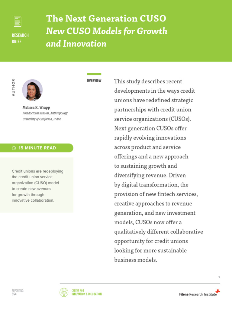 554 - The Next Generation CUSO New Models For Growth Innovation | PDF ...