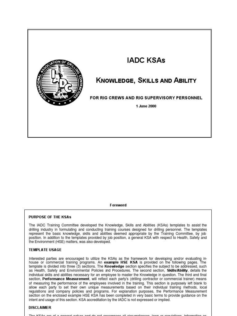 IADC Rig Crew Skills | PDF | Drilling Rig | Blowout (Well Drilling)