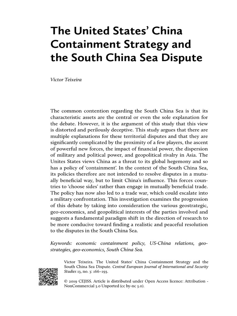 US-China Containment in South China Sea | PDF | Trans Pacific ...