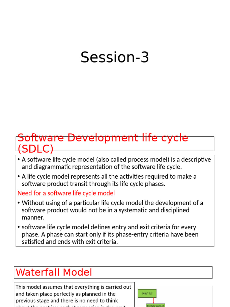 Session 3,4 SDLC Models | PDF | Software Development Process | Software ...
