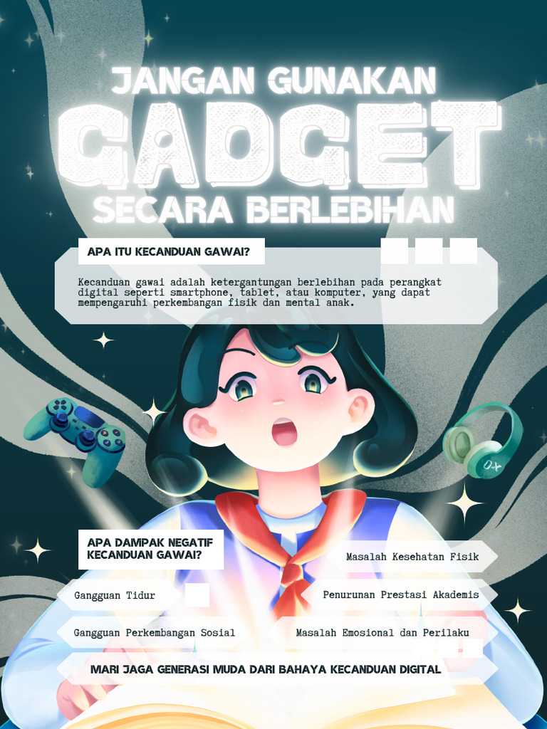 Poster Infografis Dampak Kecanduan Gadget Pada Anak Ilustratif Putih ...