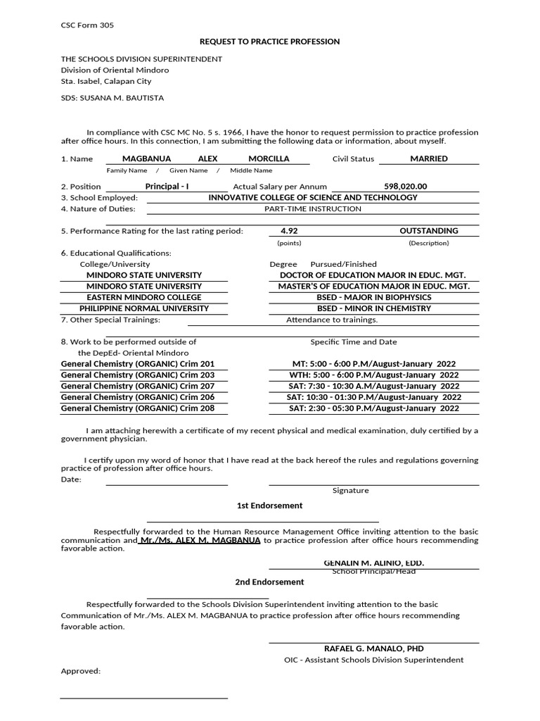 Permit To Teach 2022 Format | PDF | Qualifications