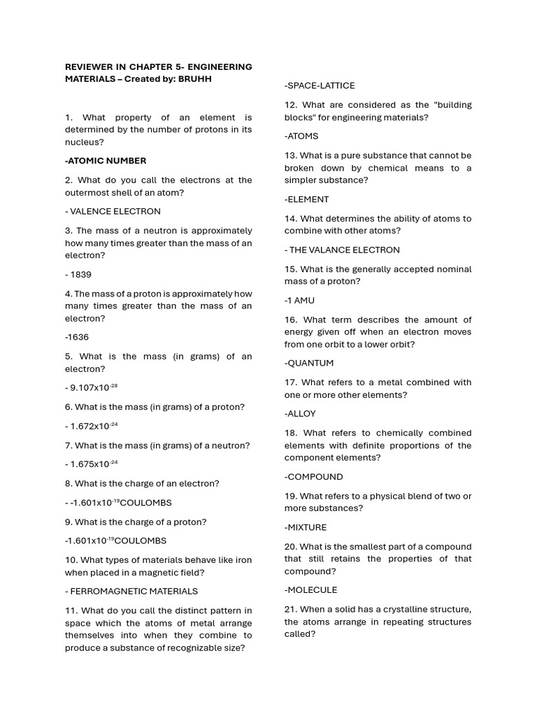 Engineering Materials-Reviewer-200 Item | PDF | Steel | Corrosion