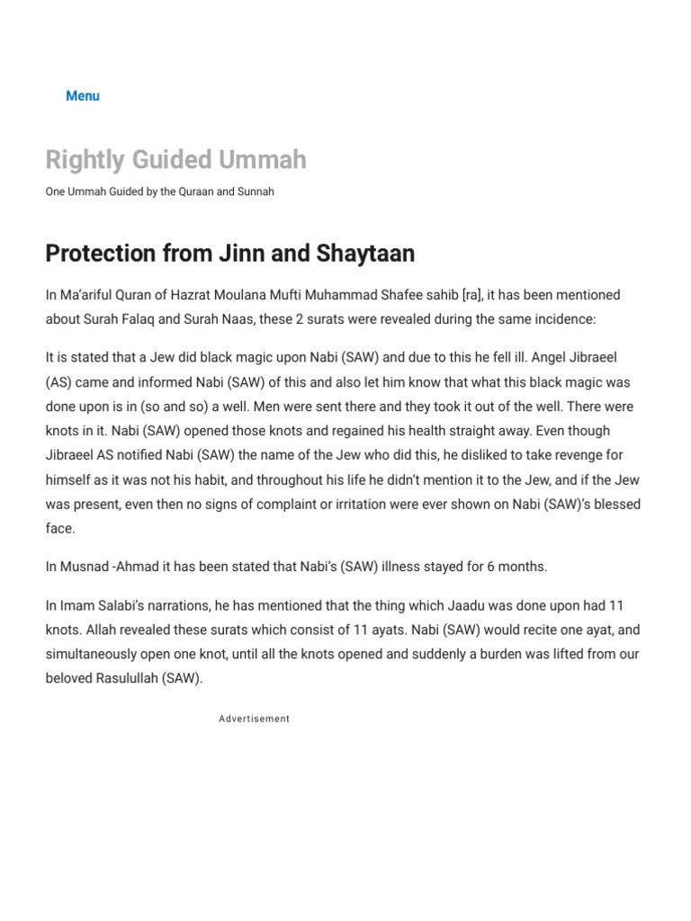 Protection from Jinn and Shaytaan | PDF | God In Islam | Prophets And ...