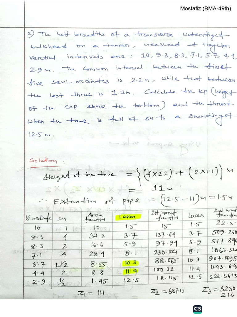 Centre of Pressure Math With Formula | PDF