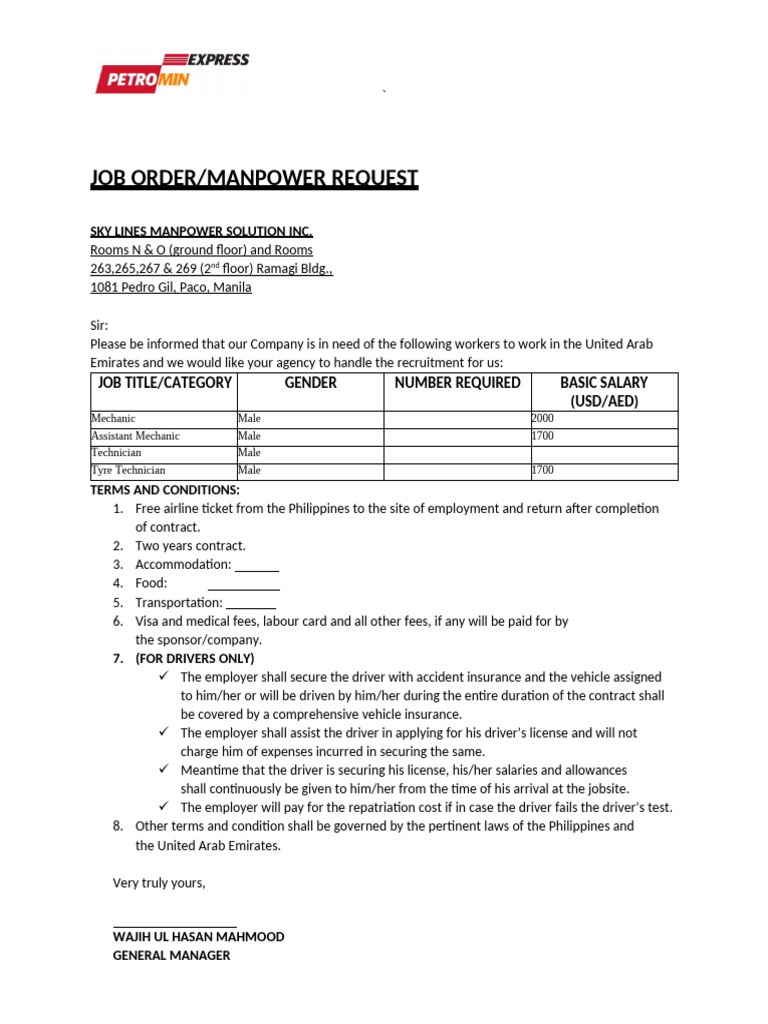 Job Order Request Form | PDF