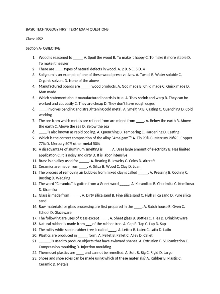 Basic Technology Jss2 Pdf Alloy Metals