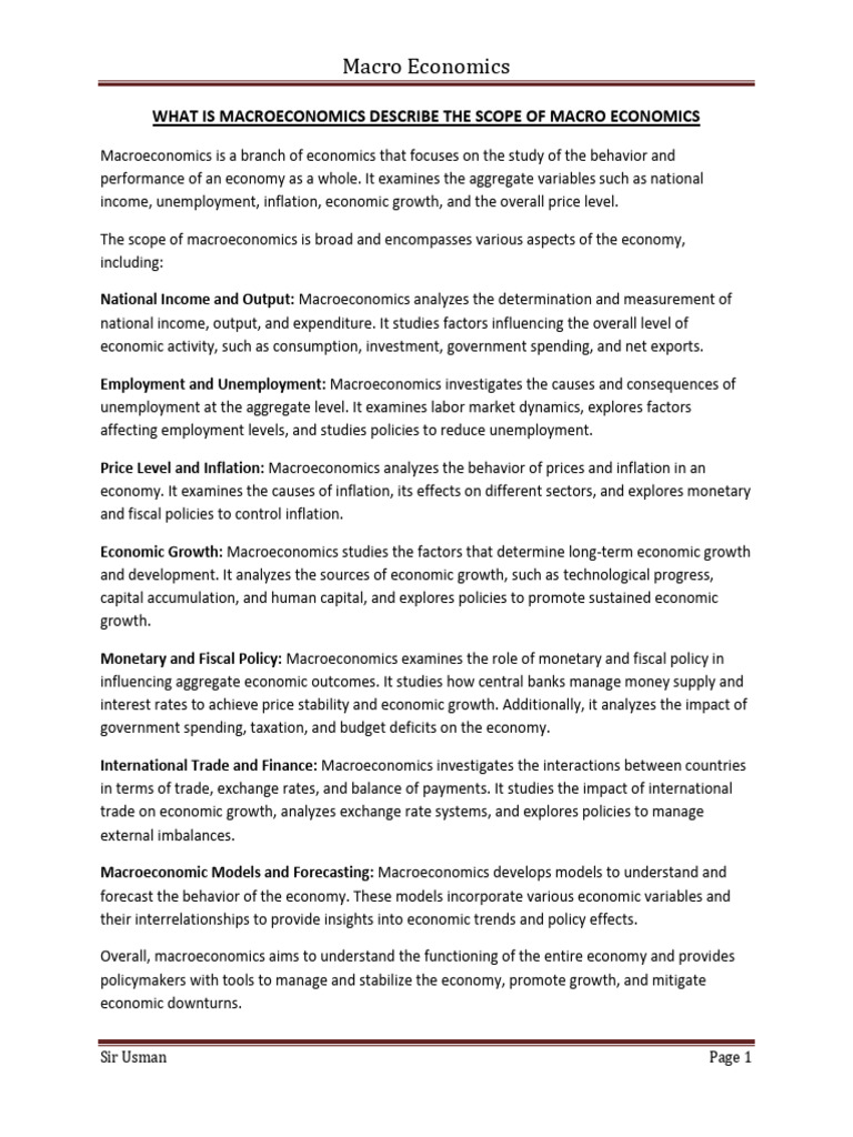 Macro Economics Notes | PDF | Cost Of Living | Macroeconomics