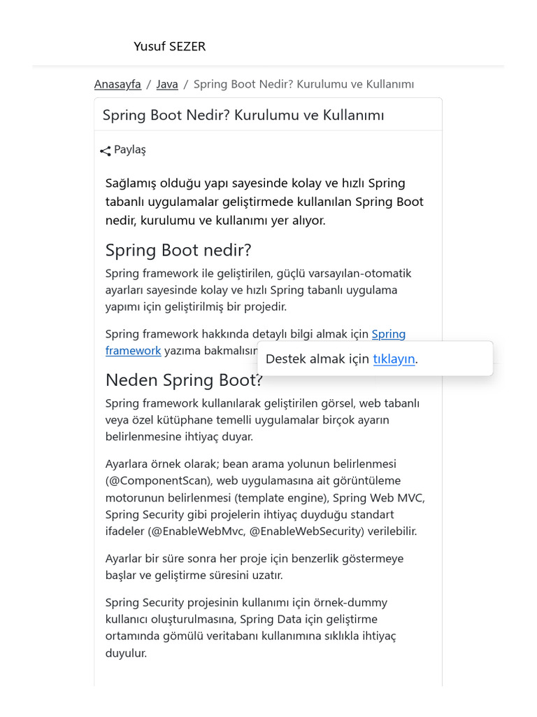 Spring Boot Nedir - Kurulumu Ve Kullanımı - Yusuf SEZER | PDF