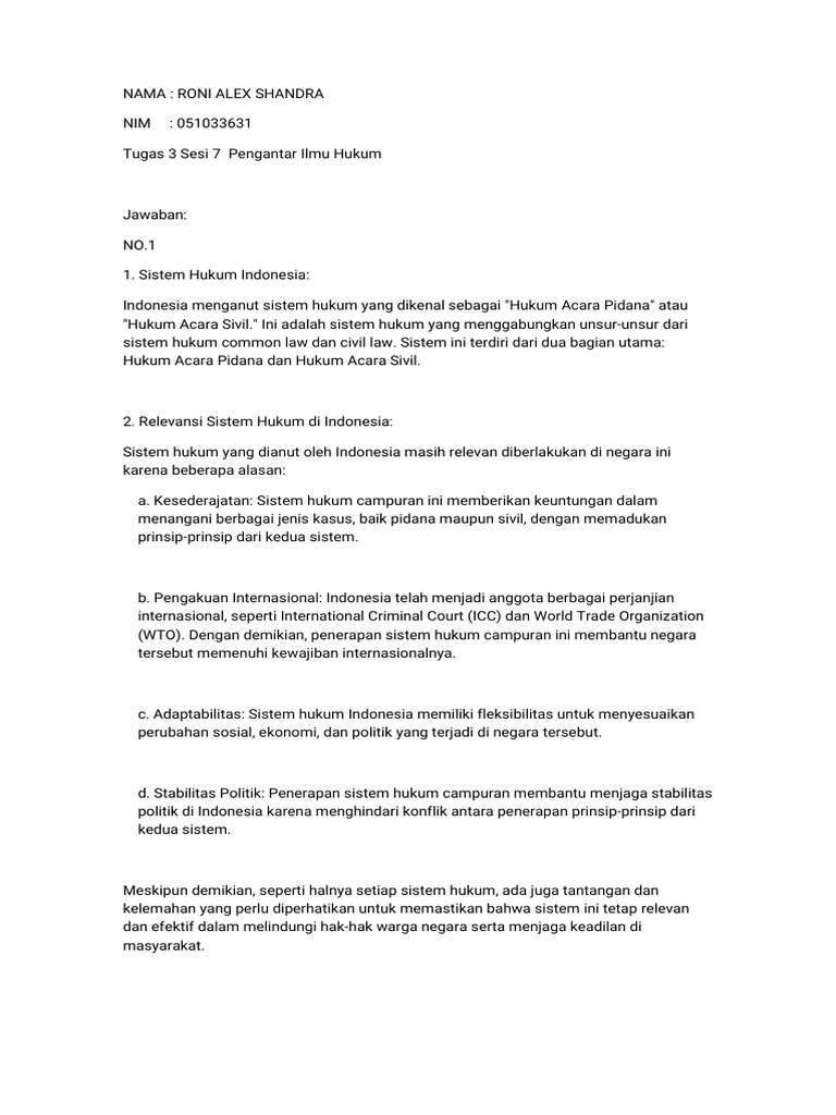 Tugas 3 Sesi 7 Pengantar Ilmu Hukum | PDF | Ilmu Sosial | Hukum