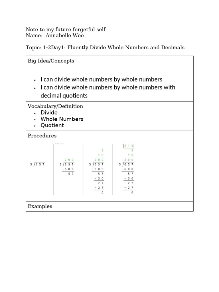 Note To My Future Forgetful Self and Math 1.2 Homework | PDF