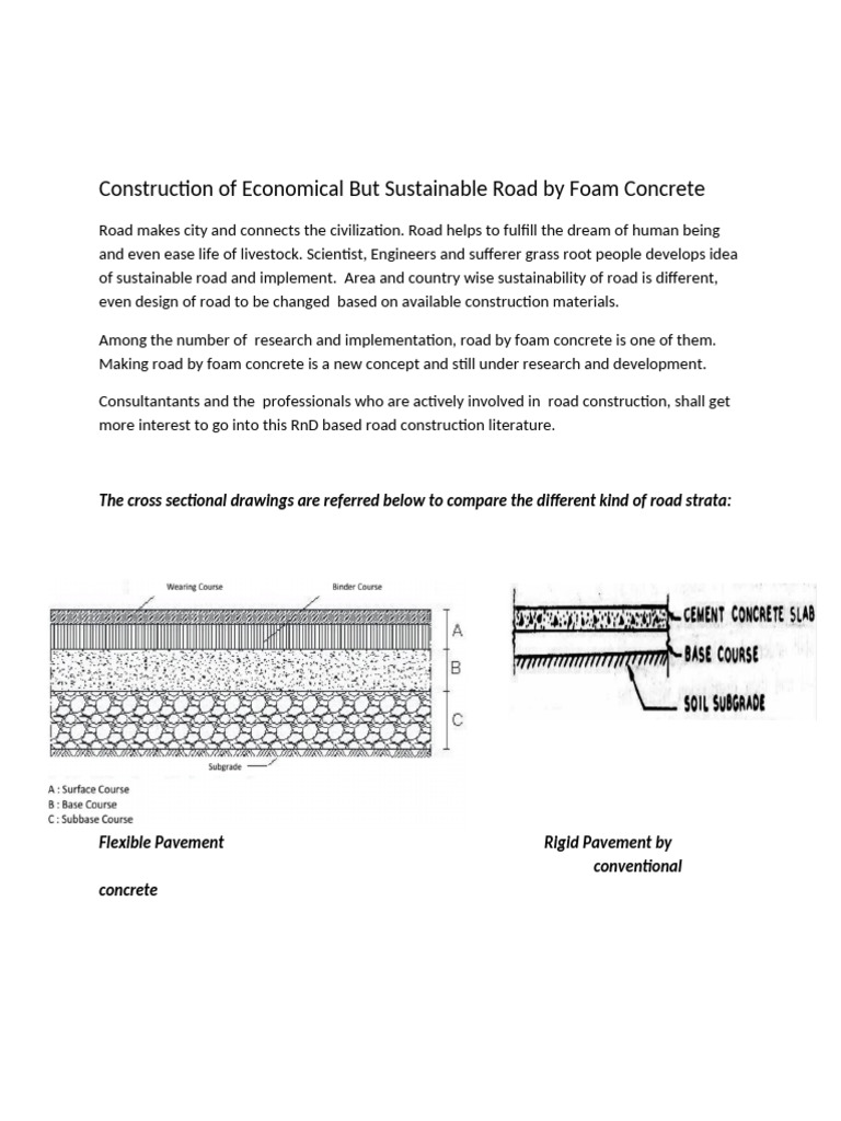 Sustainable Foam Concrete Roads | PDF | Concrete | Road