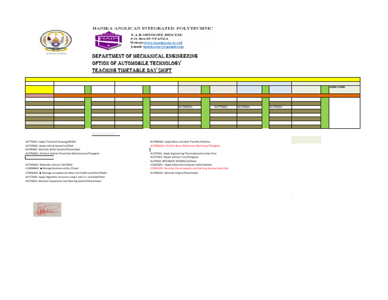 7 Me Timetable of Teaching Day | PDF | Land Vehicles | Physical Sciences