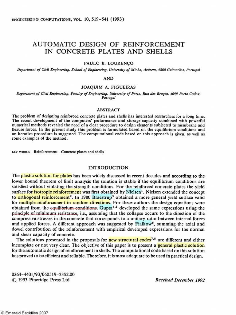 Automatic Design of Reinforcement in Concrete Plates and Shells | PDF ...