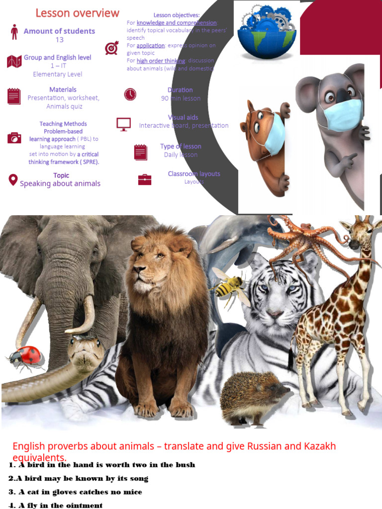 Elementary English Lesson: Animals | PDF | Vocabulary