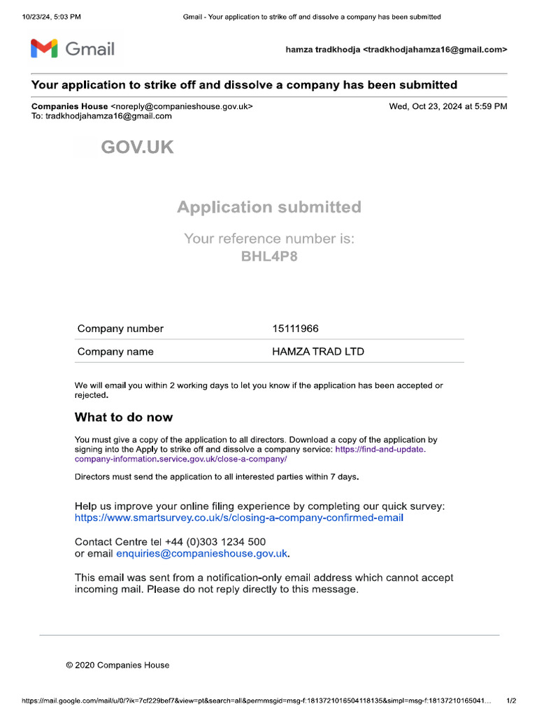 Strike Application Submited Reference Number | PDF