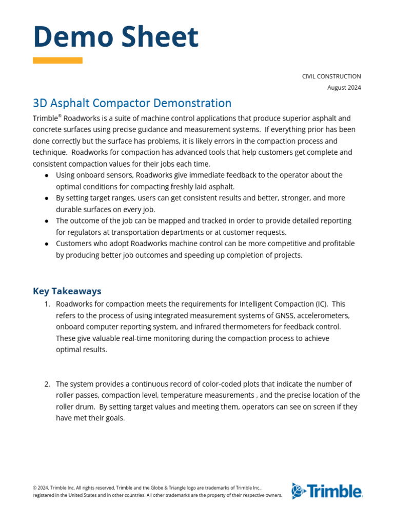 Demo Sheet Roadworks 3D Compactor 101CVR - DGEv10 | PDF | Business ...