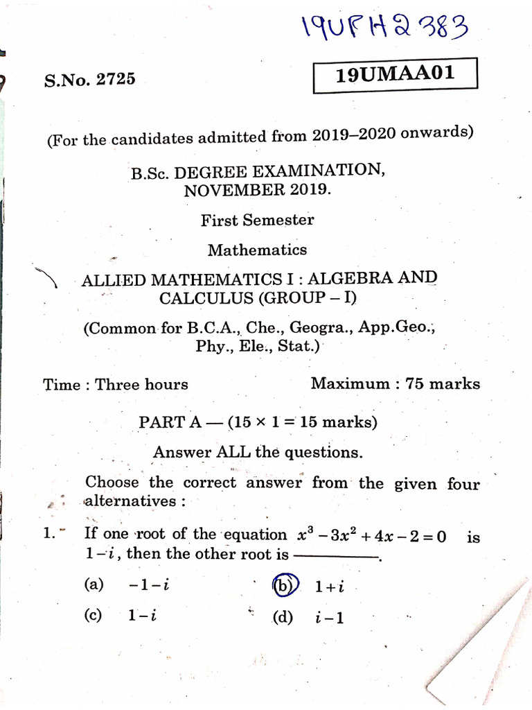 Algebra and Calculus | PDF