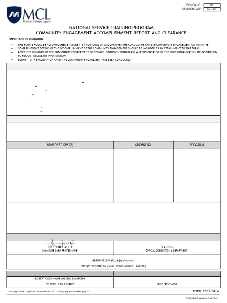 Accomplishment Report and Clearance | PDF