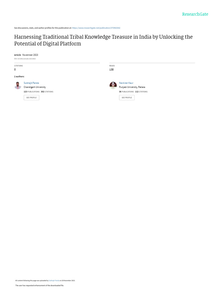 Harnessing Traditional Tribal Knowledge Treasure in India by Unlocking ...