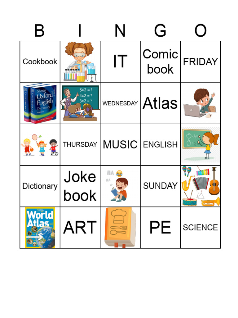 Bingo school subjects | PDF