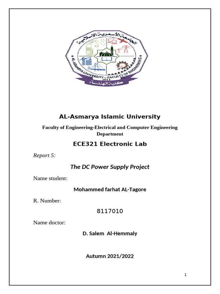 The DC Power Supply Project | PDF | Rectifier | Power Supply