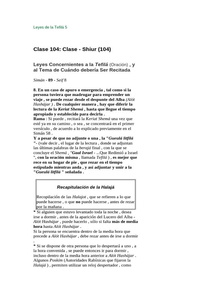 Leyes de La Tefilá 5 | PDF | Oración | Halakha