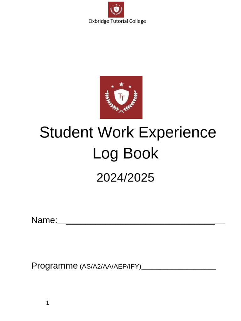2024-2025 W0RK Experience Log Book. | PDF | Learning | Tutorial