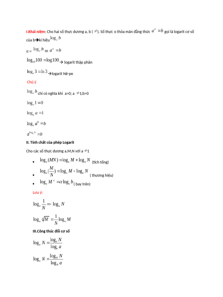 Công Thức Logarit | PDF