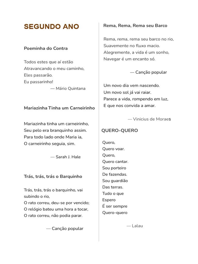 Poesias Infantis para o 2º Ano | PDF