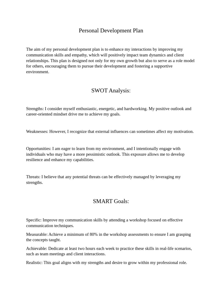 Personal Development Plan | PDF