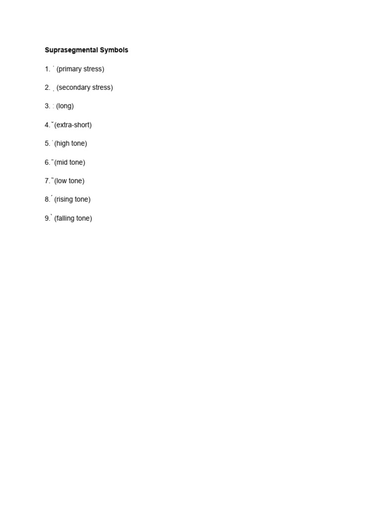 Suprasegmental Symbols (IPA) | PDF