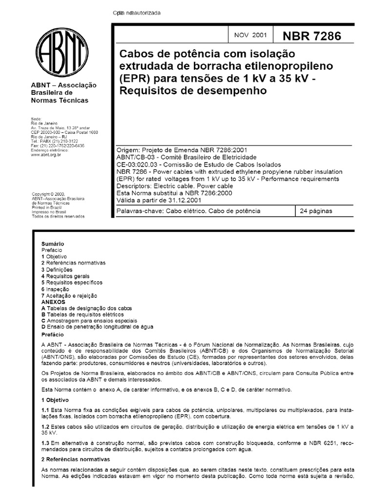 NBR 7286 - Cabos - Free Download PDF | PDF