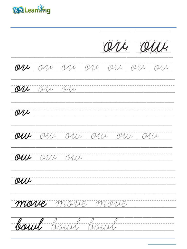 Handwriting Letter Joins Ov Ow Printable | PDF