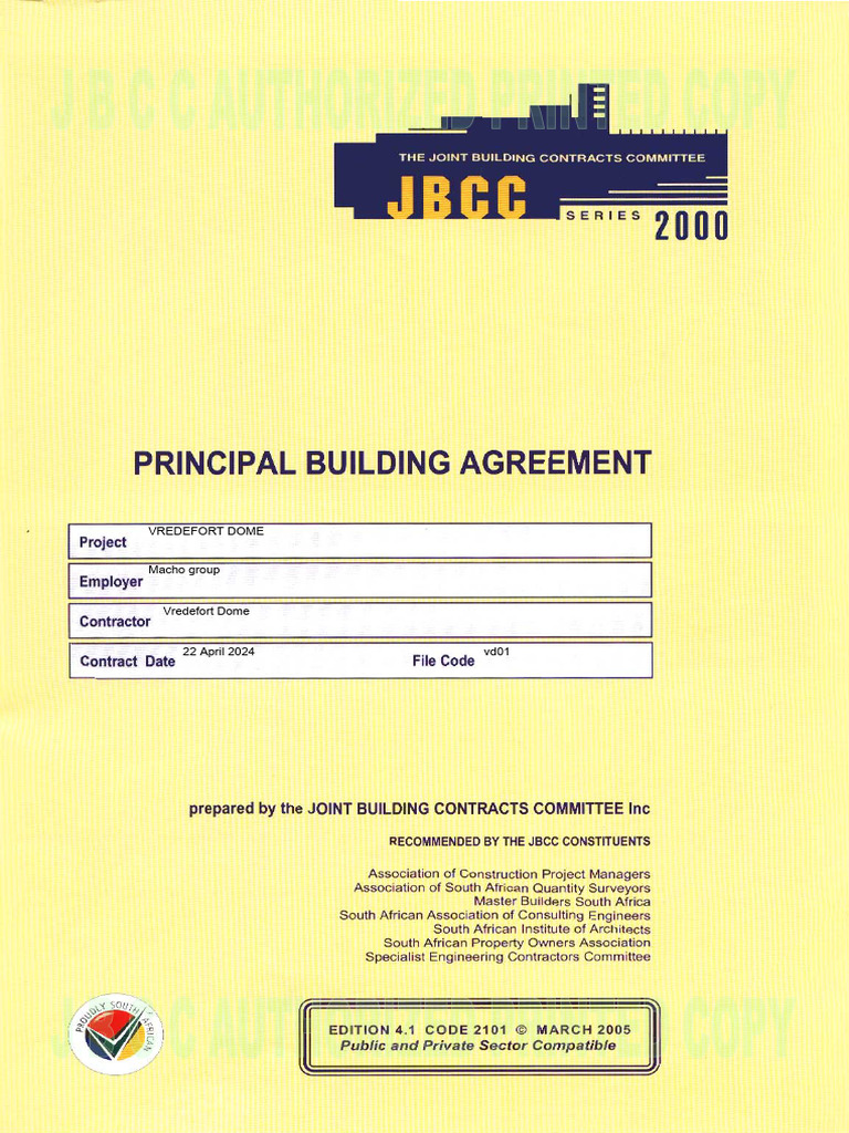 JBCC Contract | PDF | Indemnity | Grammatical Gender