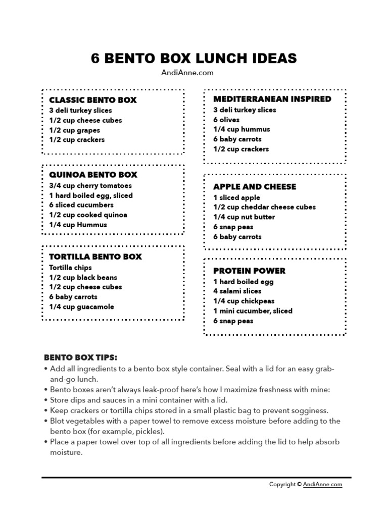Easy Bento Box Lunch Ideas | PDF
