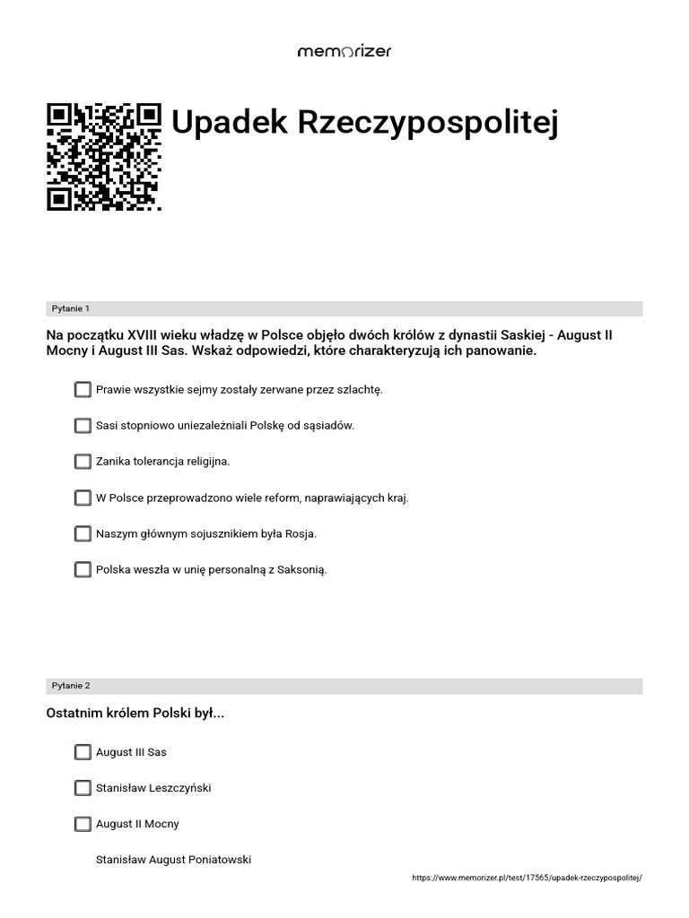 Klasa 6, Dział 5 - Upadek Rzeczypospolitej - ROZWIĄŻ | PDF