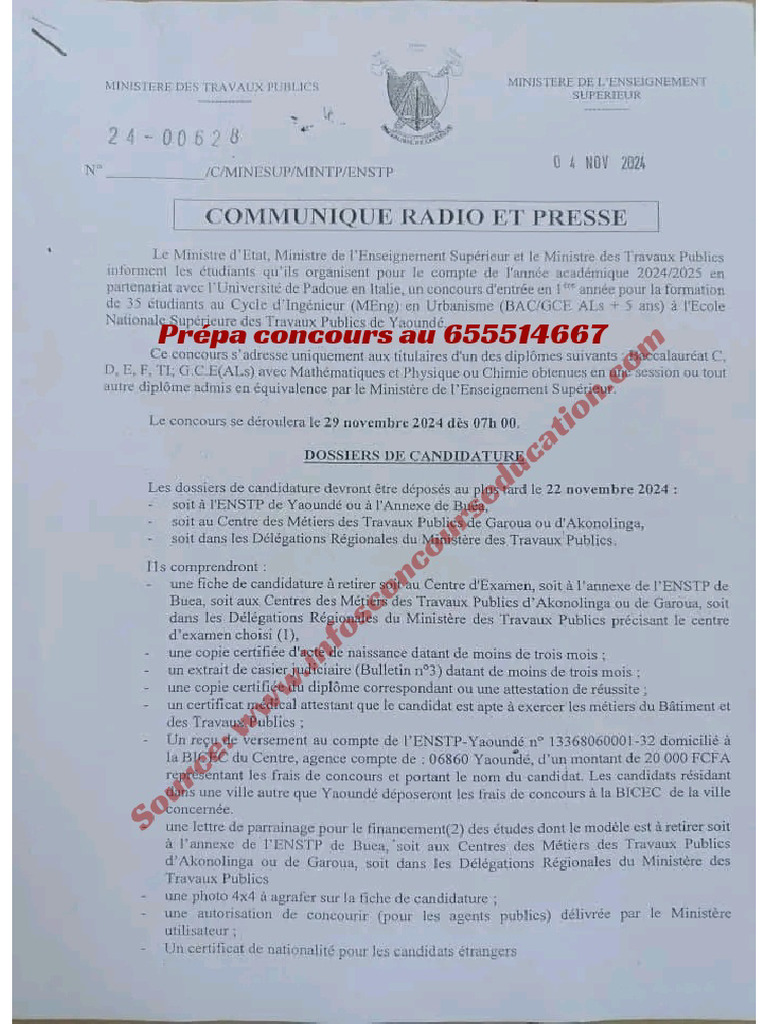 Concours ENSTP URBANISME 2024 | PDF