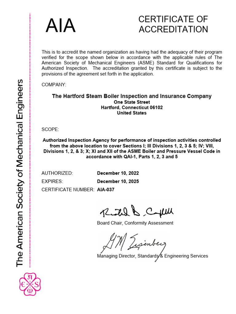 HSB AIA-037 COA - Expires Dec 2025 | PDF