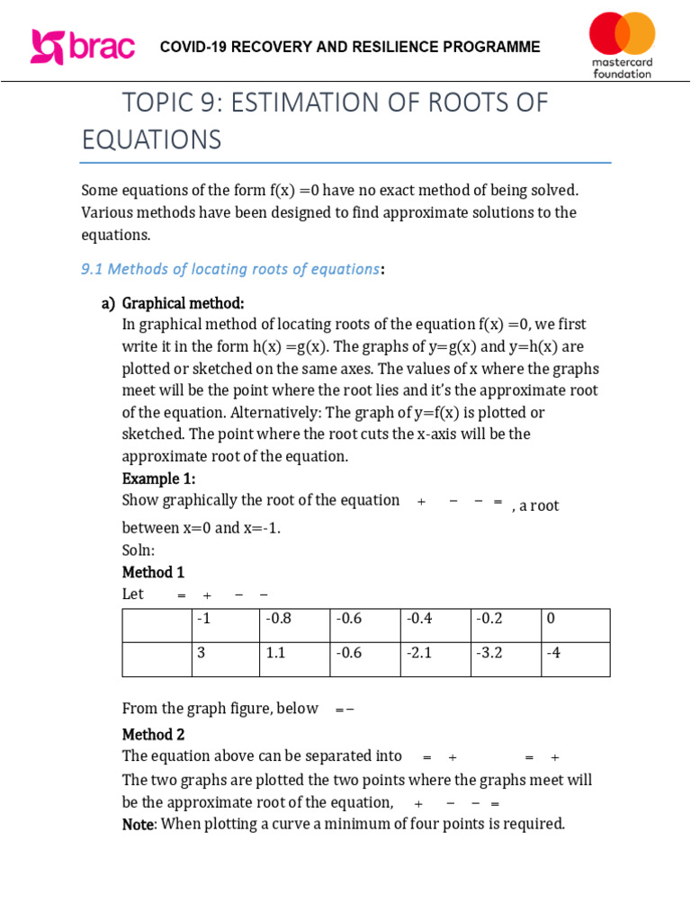 Estimation of Roots of Equations | PDF | Equations | Mathematical Analysis