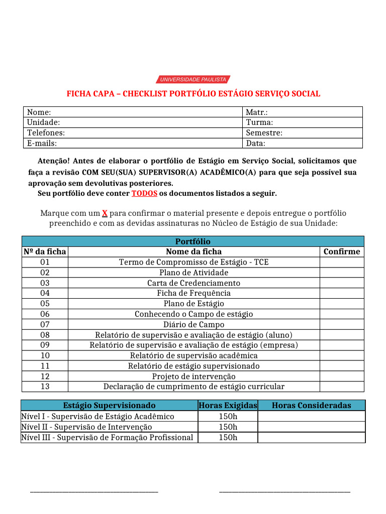 1 - Ficha Capa (Checklist) | PDF