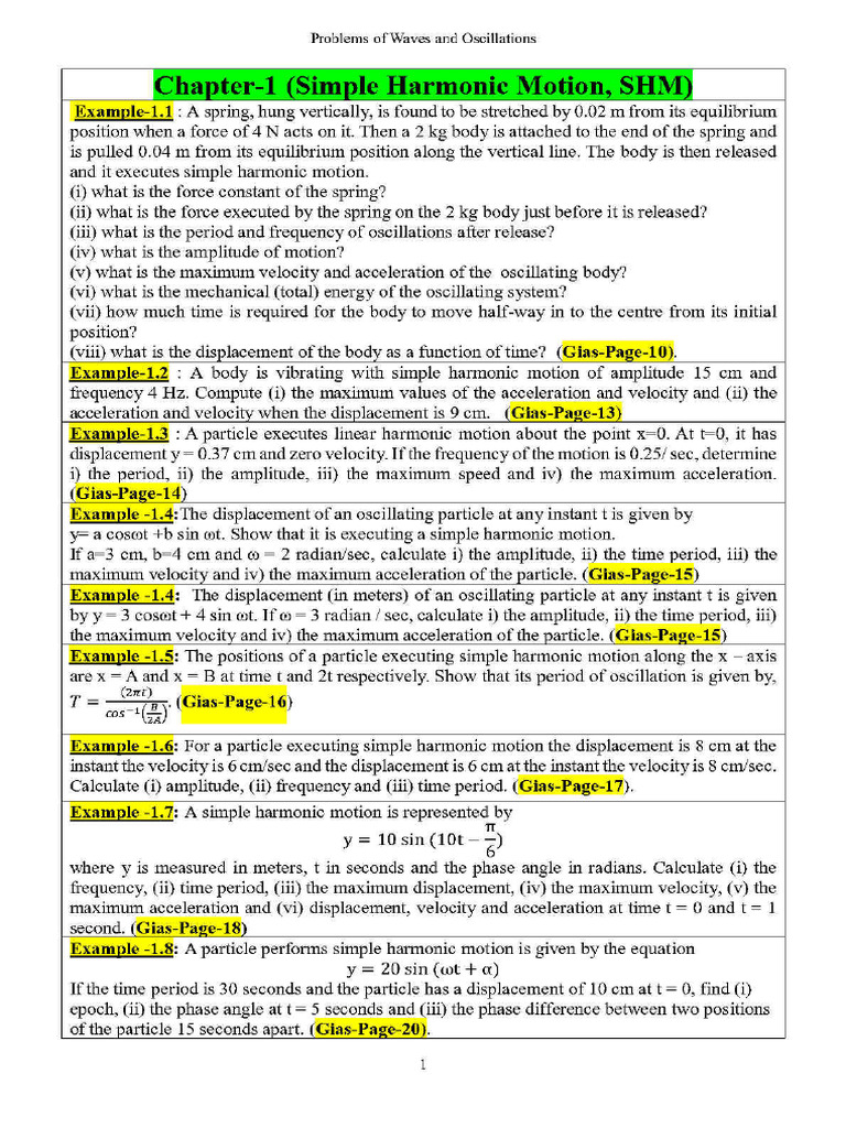 SHM Problems-24 Std1 | PDF